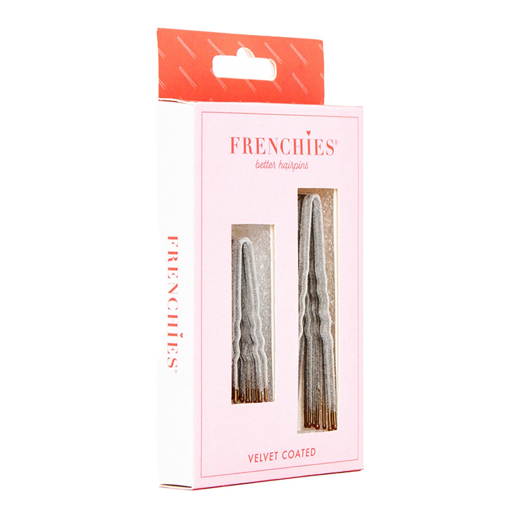 Frenchies Grey Velvet Hairpins